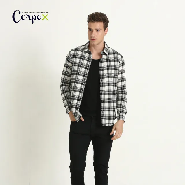 【Corpo X】男款彈性合身發熱法蘭絨襯衫(米) - momo購物網 - 好評推薦