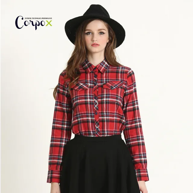 【Corpo X】女款合身雙口袋發熱法蘭絨襯衫(紅) - momo購物網 - 好評推薦