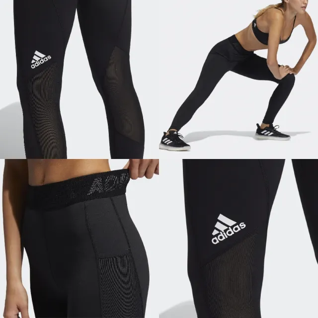 【adidas 愛迪達】緊身褲 TF L 3 BAR T 運動 女款 愛迪達 健身 重訓 路跑 瑜珈 貼身 黑 白(GL0693 ...