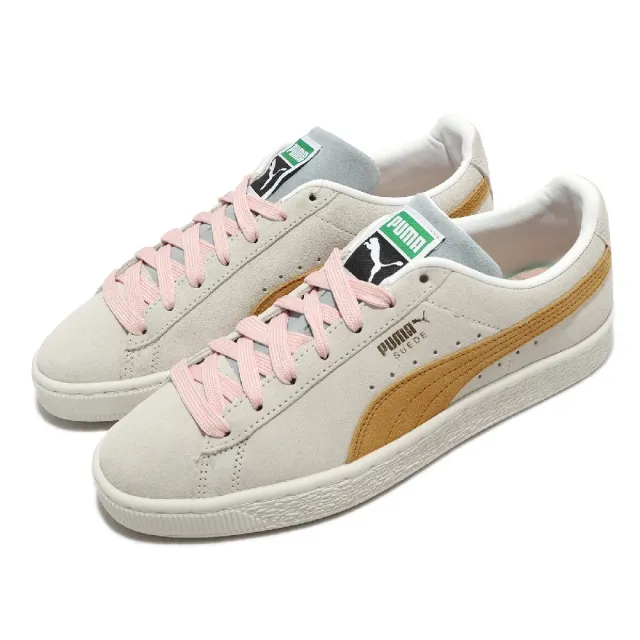 【PUMA】休閒鞋 Suede Classic XXI 女鞋 米白 黃 撞色 麂皮 復古 板鞋(37491525)