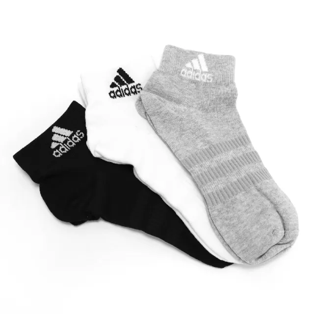 【adidas 愛迪達】中筒襪 Ankle Socks 男女款 黑 灰 白 短襪 支撐 休閒 運動 襪子 三雙入 愛迪達(DZ9434 ...
