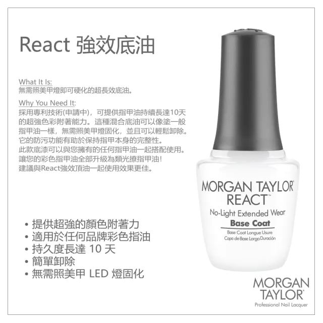 【MORGAN TAYLOR】REACT 強效底油 15ml(類光撩/免照燈) - momo購物網 - 好評推薦 -2023年8月