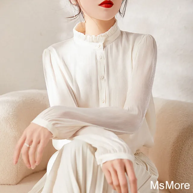 【MsMore】簡漫白美精緻花邊領長袖襯衫短版上衣#116262(白色) - momo購物網 - 好評推薦 -2023年9月