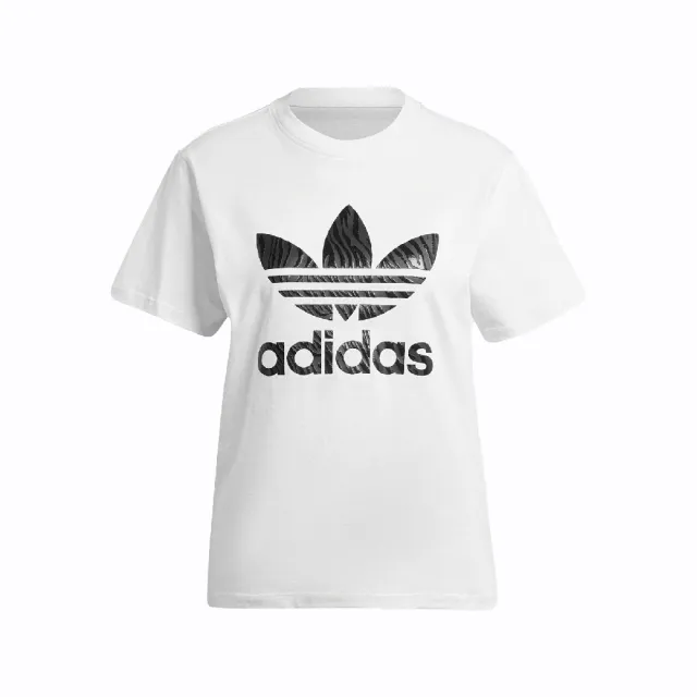 【adidas 愛迪達】短袖 Zebra Animal Print Infill 女款 白 黑 斑馬紋 三葉草 短T 愛迪達(IJ7781 ...