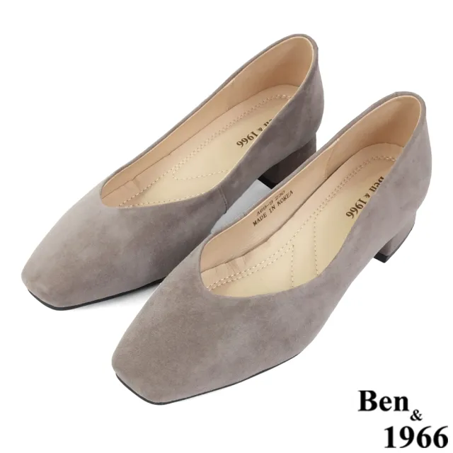 【Ben&1966】高級羊皮簡約方頭跟鞋-淺灰236431 - momo購物網 - 好評推薦 -2024年1月