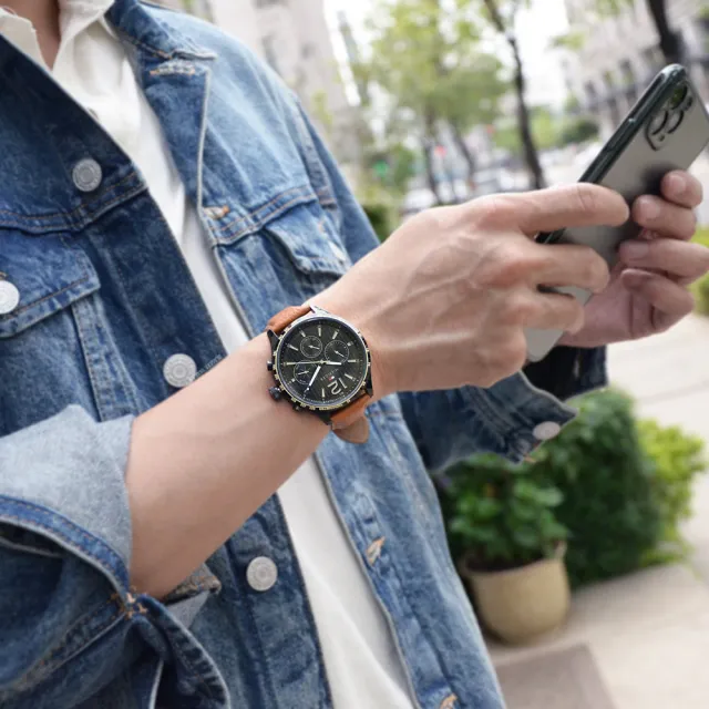 【Tommy Hilfiger】黑鋼 黑面 三眼皮革腕錶(1791470) - momo購物網 - 好評推薦 -2023年11月