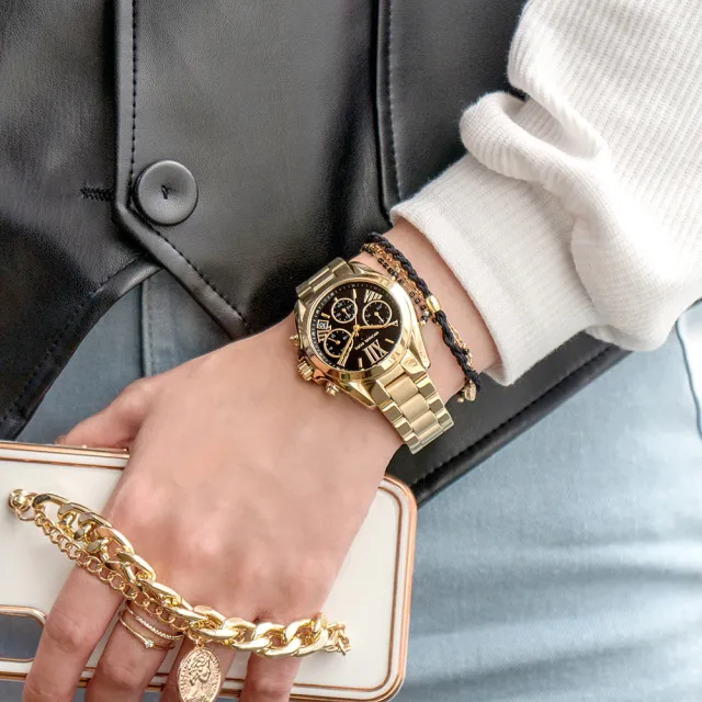 【Michael Kors】公司貨 Bradshaw 低調奢華三眼計時不鏽鋼腕錶/香檳金x黑面(MK6959) - momo購物網 - 好評 ...