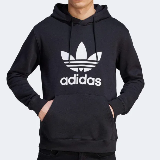 【adidas 愛迪達】Trefoil Hoody 男款 黑色 三葉草 亞規 長袖 上衣 帽T IM4489 - momo購物網 - 好評推薦 ...