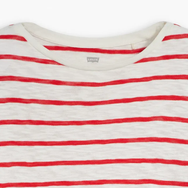 【LEVIS】女款 寬領長袖T恤 / 薄針織條紋細節 / 紅 人氣新品 A7248-0002 - momo購物網 - 好評推薦 -2024年2月