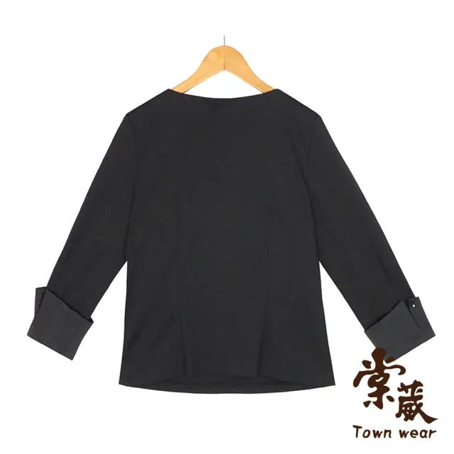 【TOWN’WEAR 棠葳】氣質鑽飾側領結棉質上衣 2色(中大尺碼/女上衣/女上著/素色/翻領) - momo購物網 - 好評推薦 -2024年2月