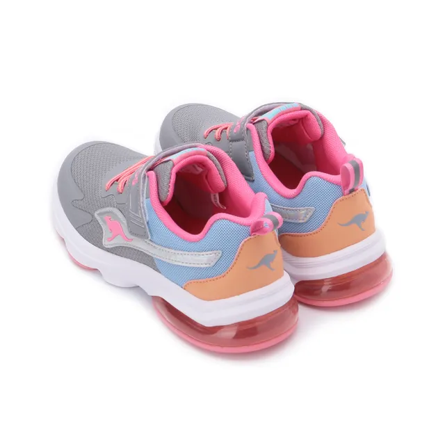 【KangaROOS】20-23cm 魔鬼氈避震氣墊運動鞋 灰粉銀 中大童鞋 KK41318 - momo購物網 - 好評推薦 -2024年4月
