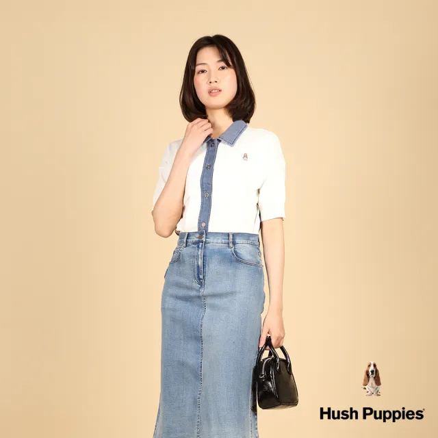 【Hush Puppies】女裝 線衫 異材質拼接牛仔線衫(米白 / 43213103) - momo購物網 - 好評推薦 -2024年4月