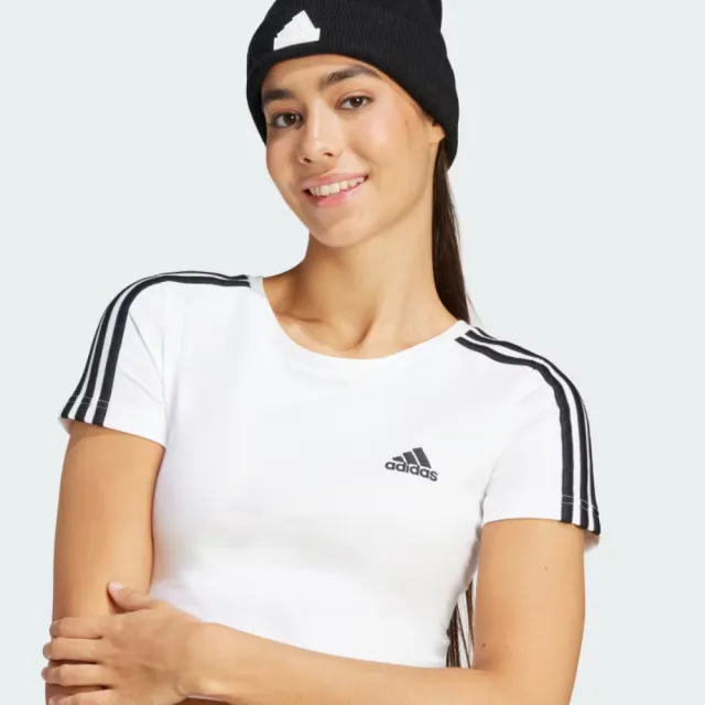 【adidas 愛迪達】上衣 女款 短袖上衣 運動 W 3S BABY T 白 IR6112 - momo購物網 - 好評推薦 -2024年3月