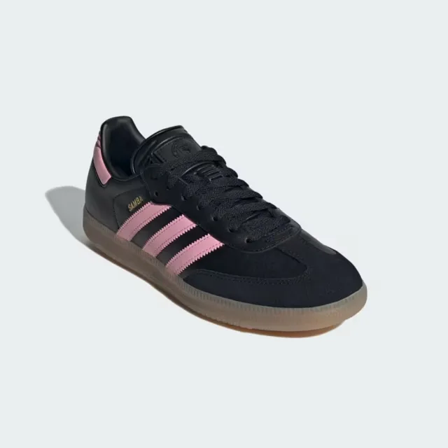 【adidas 愛迪達】SAMBA INTER MIAMI CF運動休閒鞋(IH8157 MIAMI CF客場配色室內足球鞋 BLACK x ...