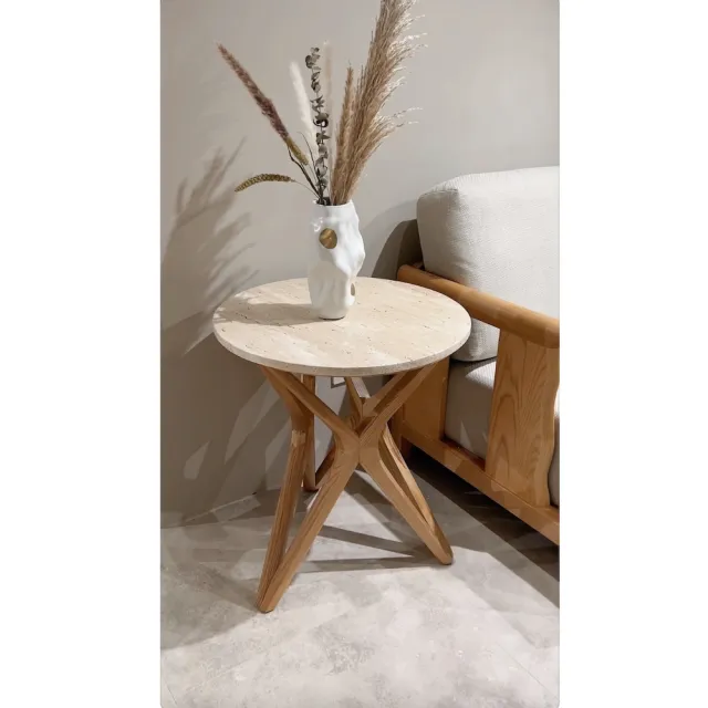 【橙家居·家具】/預購/侘寂系列洞石檯面實木圓几 SSX-H1806(售完採預購 茶几 邊几 桌子 圓几 圓桌 邊桌) - momo購物網 ...