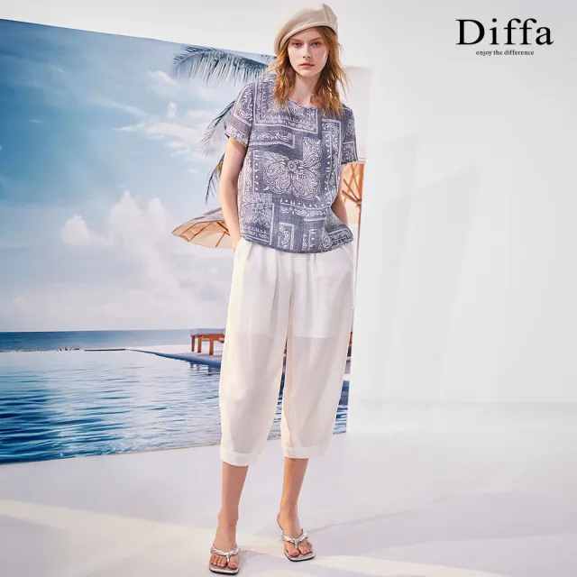 【Diffa】褲口車褶鬆緊腰長寬褲-女 - momo購物網 - 好評推薦 -2025年5月